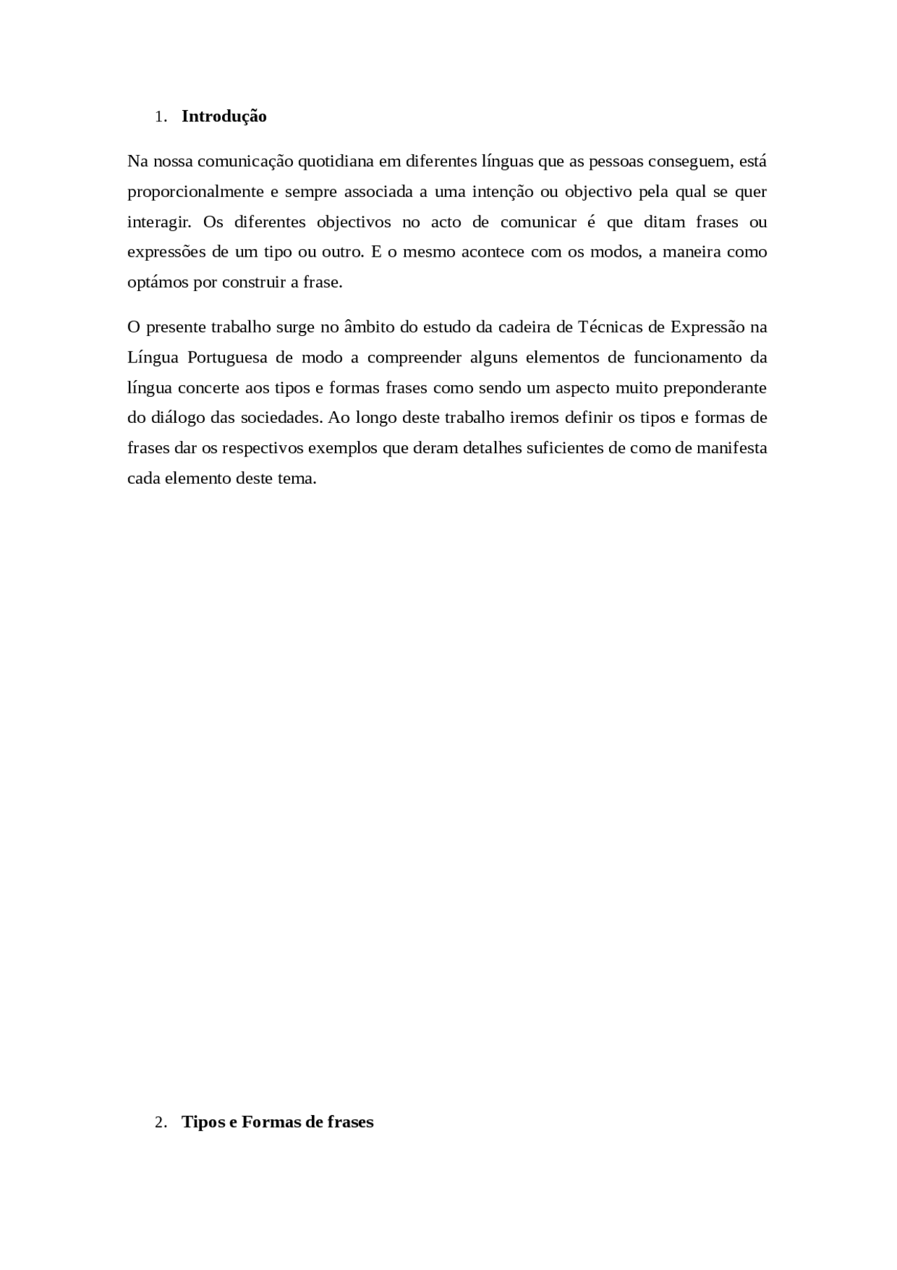 Tipos e Formas de frases - Caracterizar tipos e formas de frase | Docsity