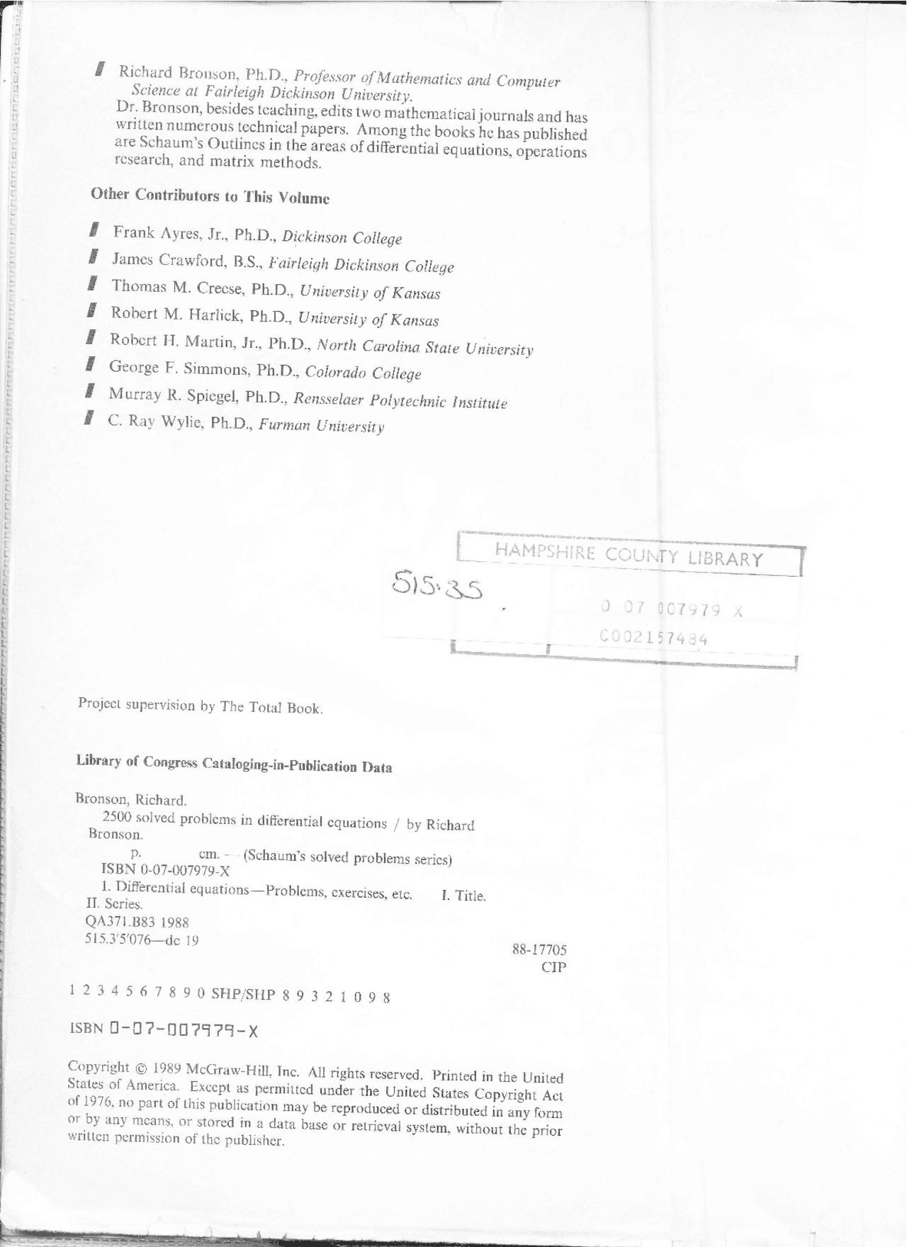 2500 Solved Problems In Differential Equations 2500 Solved Problems