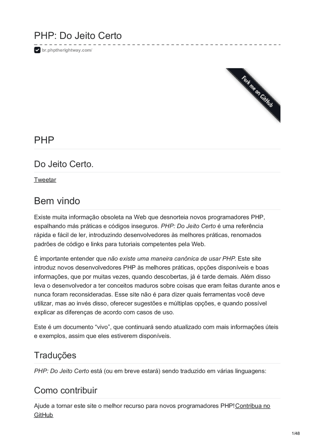 Php Do Jeito Certo Boas Praticas Com Php Docsity
