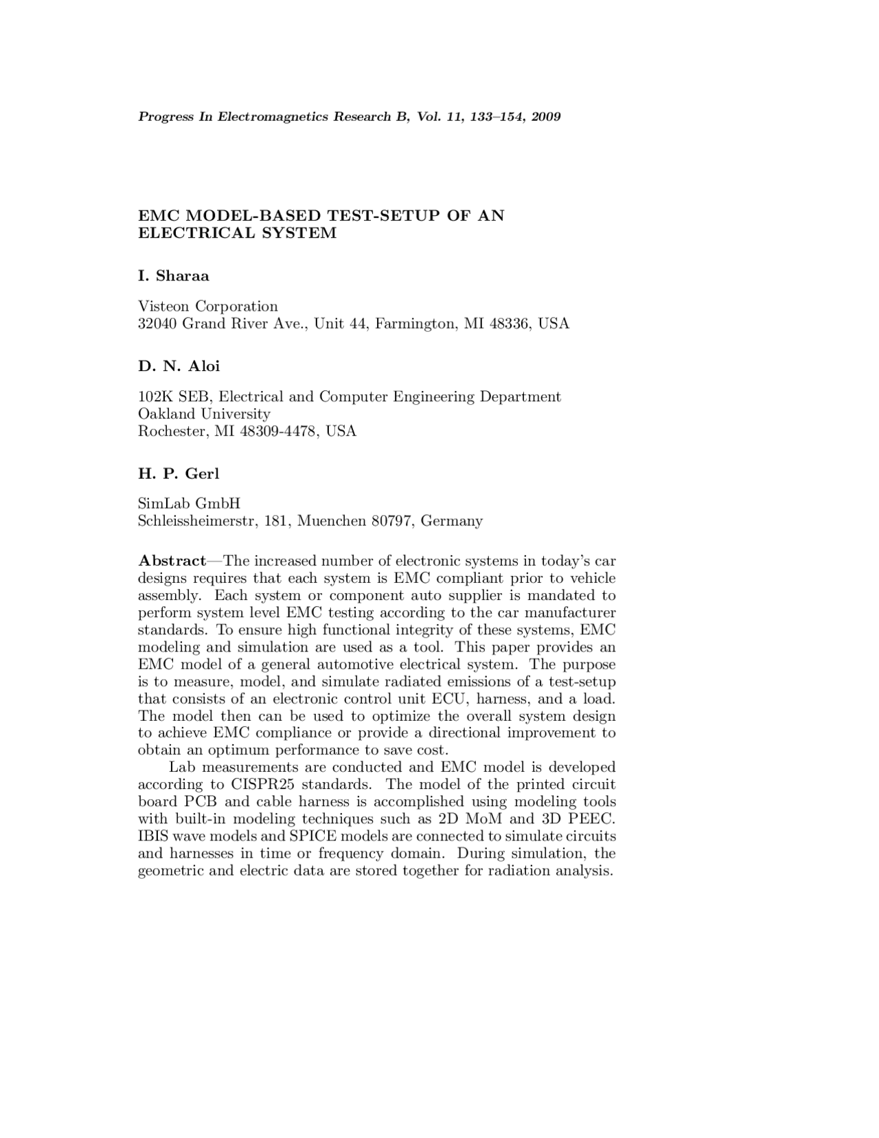 EMC MODEL-BASED TEST-SETUP OF AN ELECTRICAL SYSTEM - Compatibilidade ...
