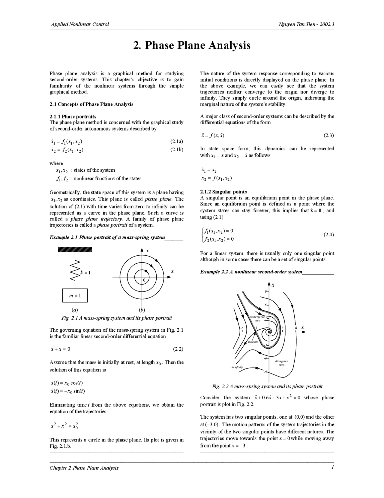 C.2 Phase Plane Analysis - Analise de Fase - sistema não linear - Docsity