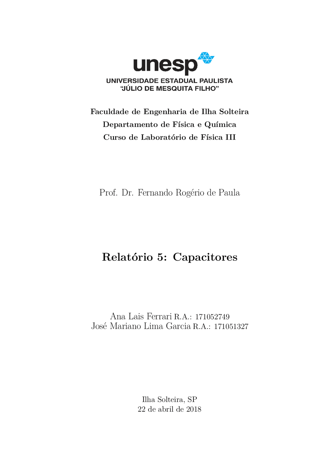 Relatorio Capacitores Lab De Física 3 Docsity