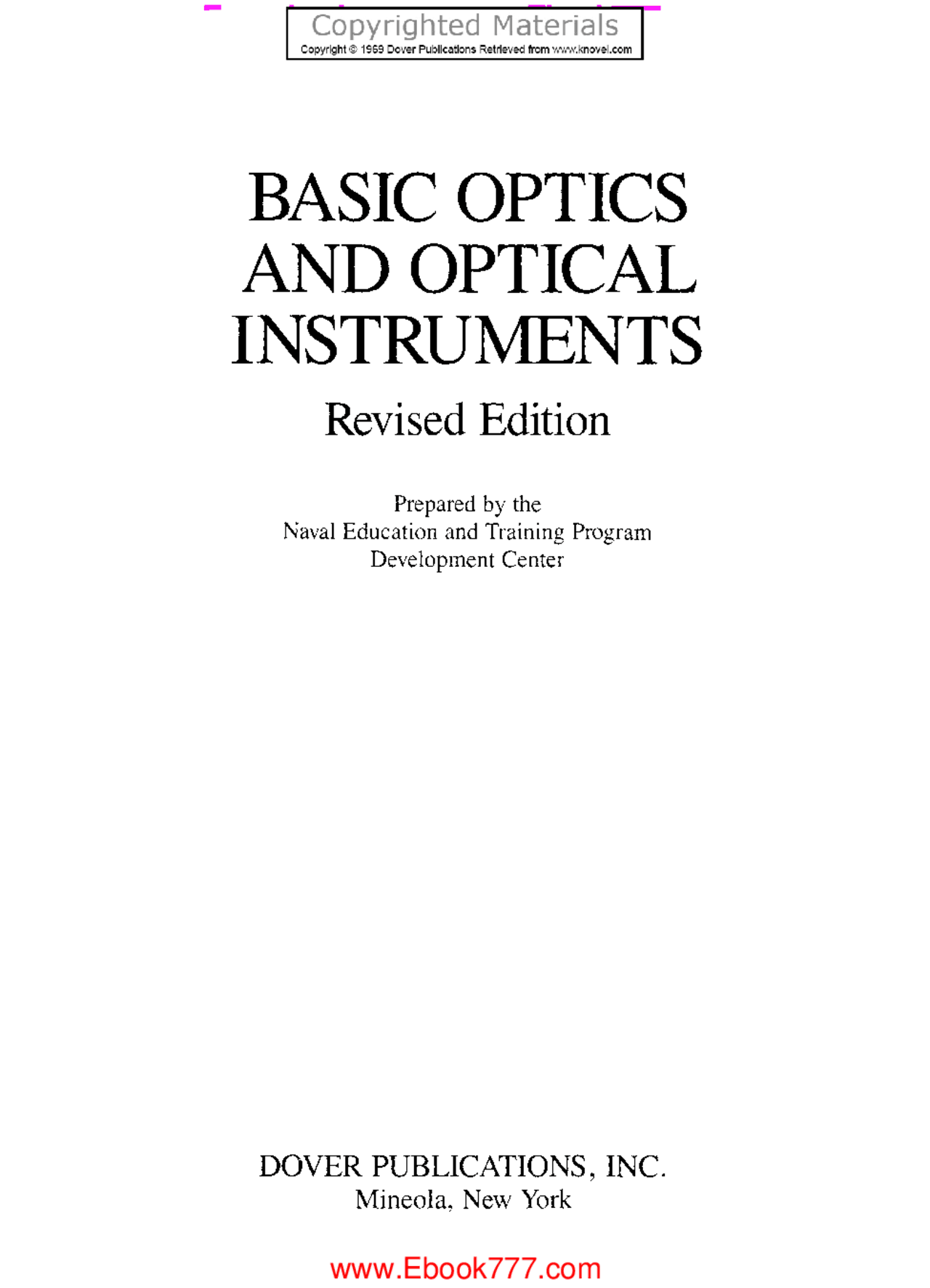 0486222918 - Basic Optics and Instruments - Rev Ed - Livro sobre óptica ...