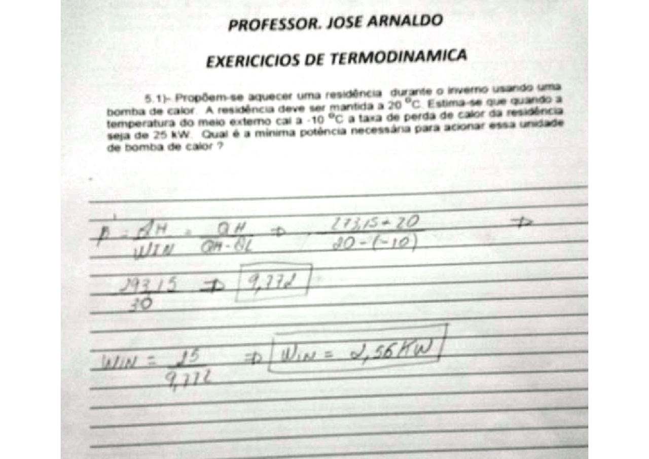 Exercícios Resolvidos De Termodinâmica Exercícios Referentes A Ciclo