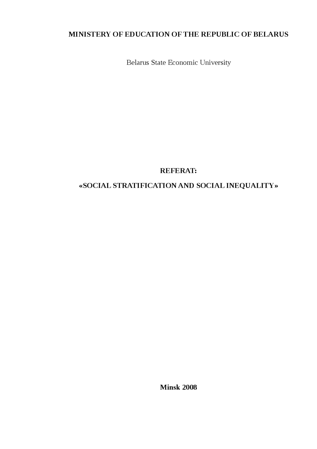Social Stratification And Social Inequality реферат по социологии Docsity
