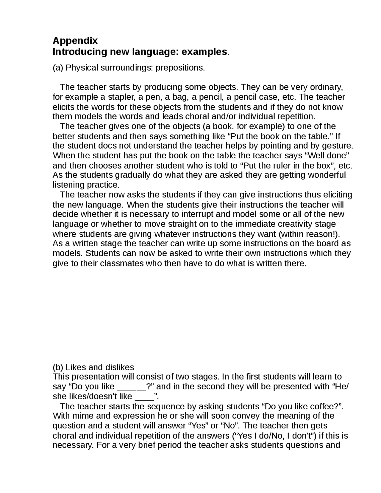 Appendix Introducing new language: examples - Docsity