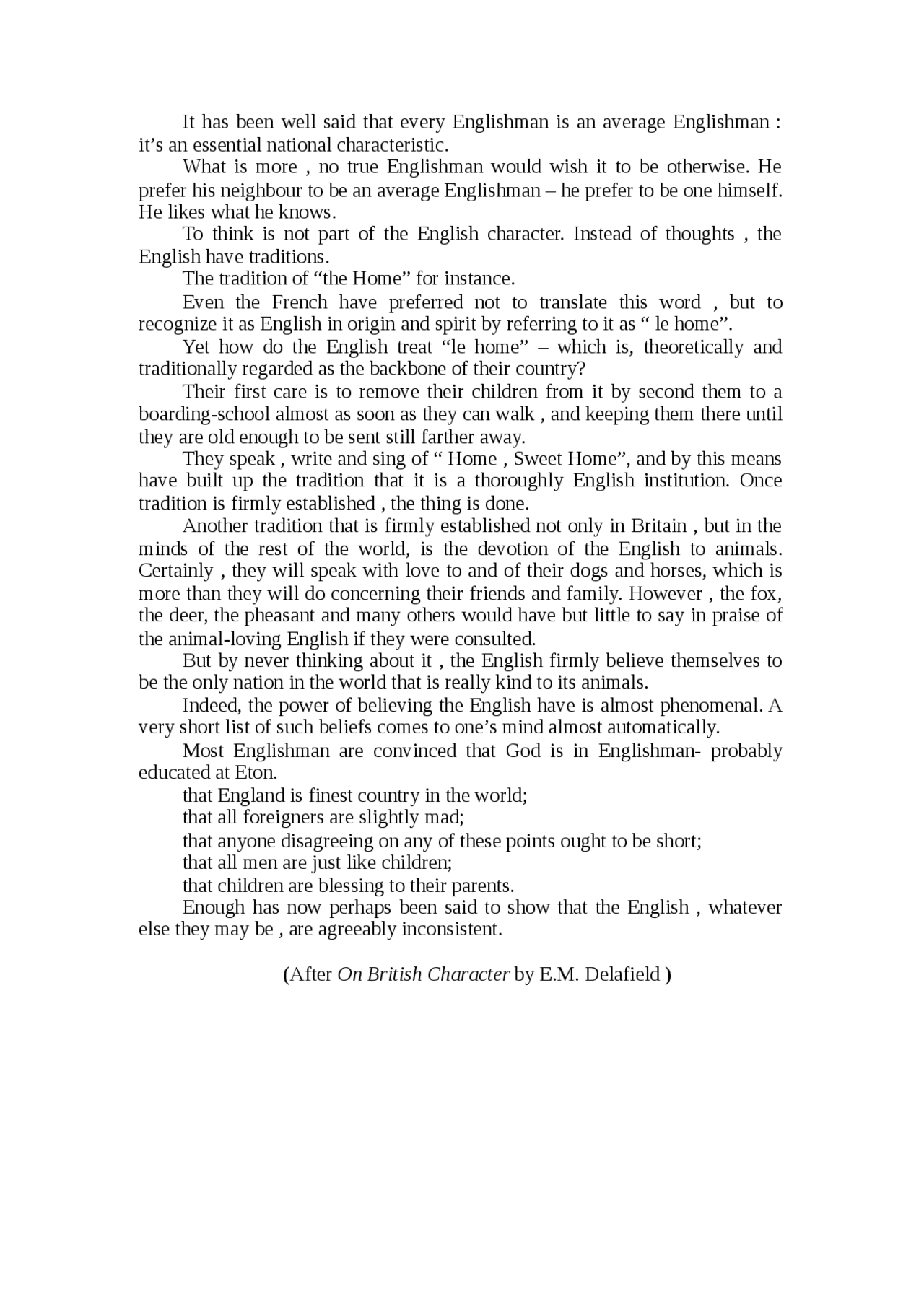 Englishman is an average Englishman - Docsity