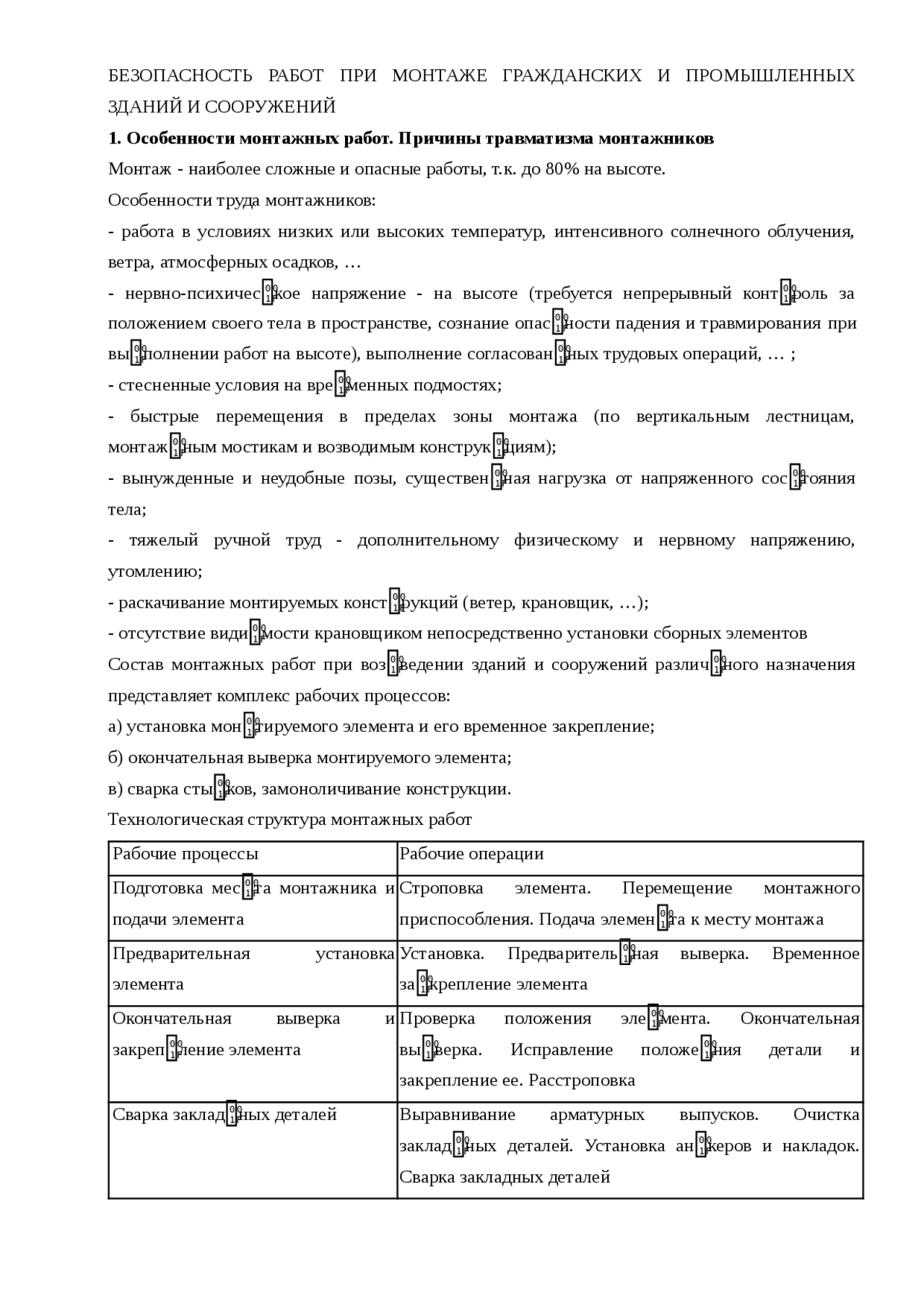 Безопасность монтажа гражданских зданий и сооружений курсовая 2013 по