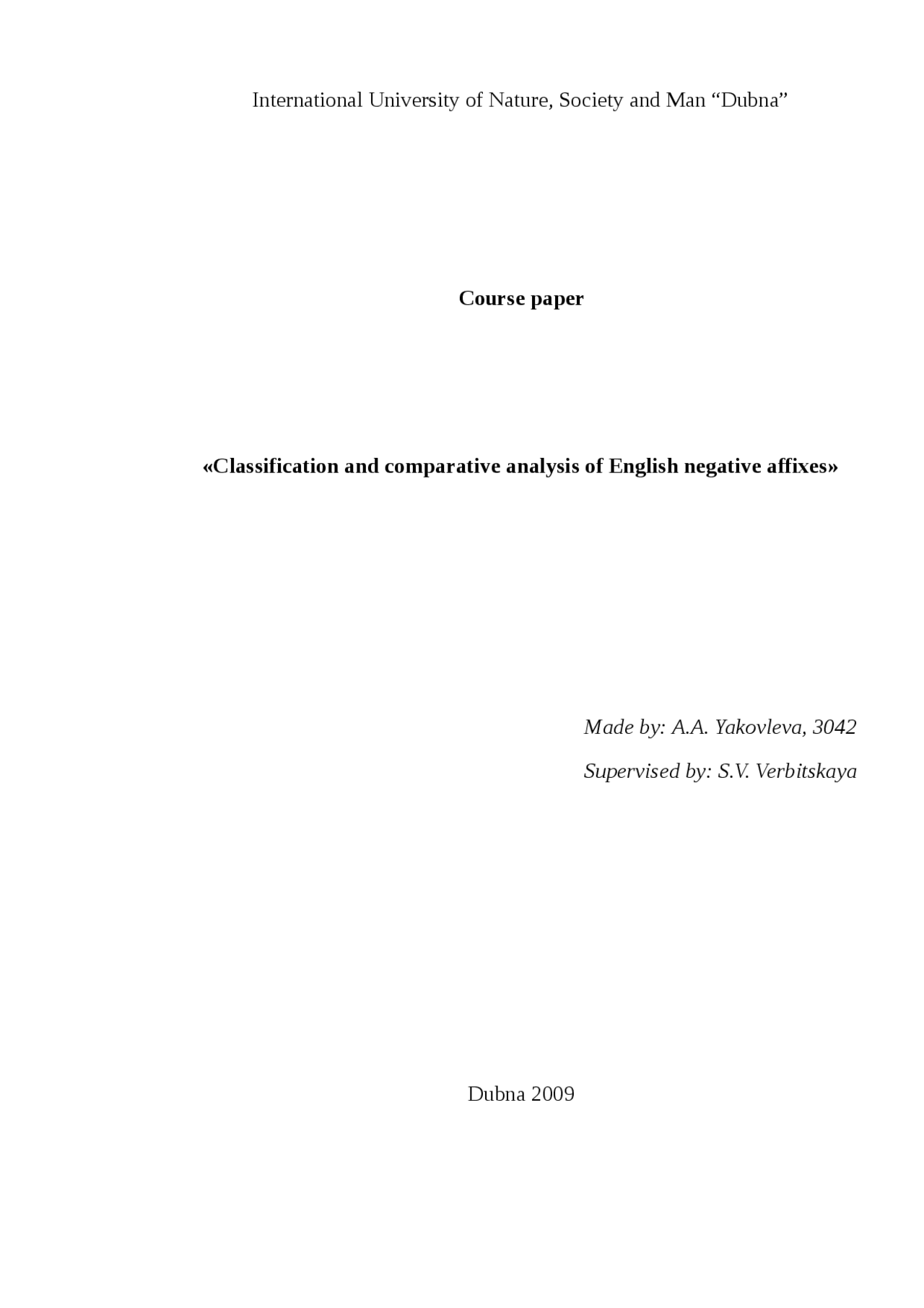Classification and comparative analysis of English negative affixes ...