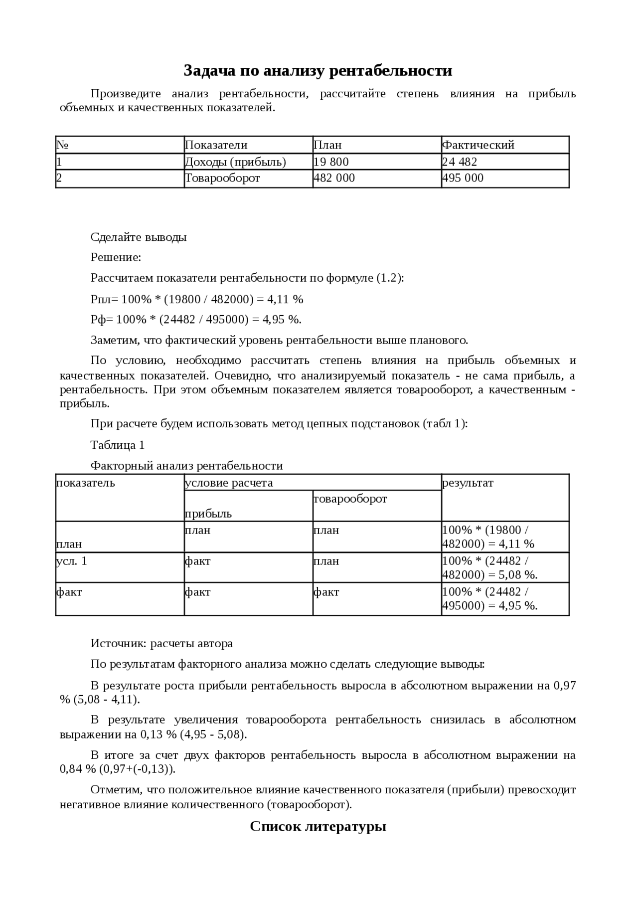 Задача по анализу рентабельности доклад по экономике Docsity