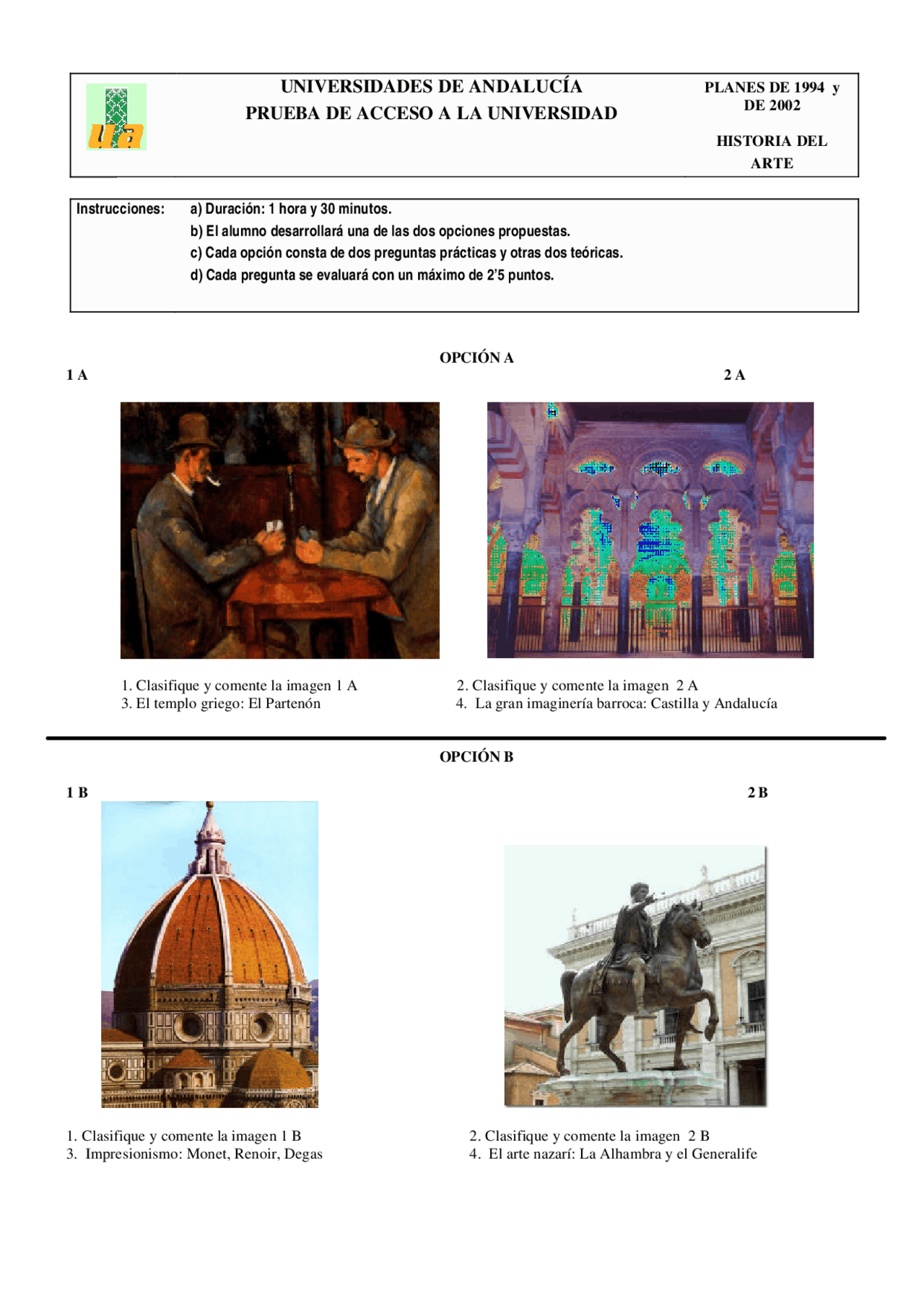 Examen de Historia del Arte - Selectividad Andalucia - Año 2005 ...