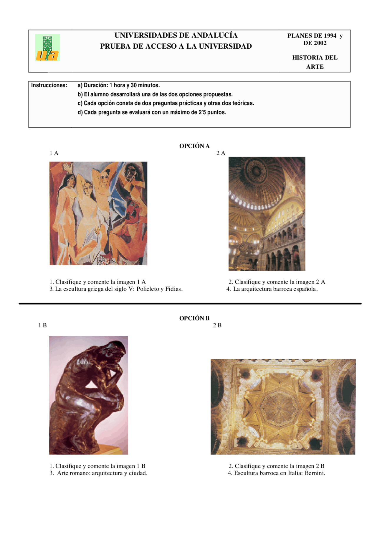 Examen de Historia del Arte - Selectividad Andalucia - Año 2005 ...