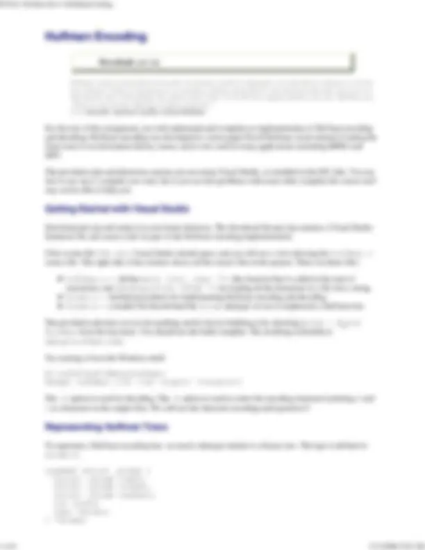 Huffman Coding - Program and Data Representation | CS 2150 | Assignments Computer Science | Docsity