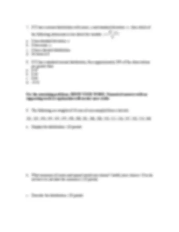 Quiz 1 with Questions - Statistics Methods I | ST 301 | Quizzes Data Analysis & Statistical ...