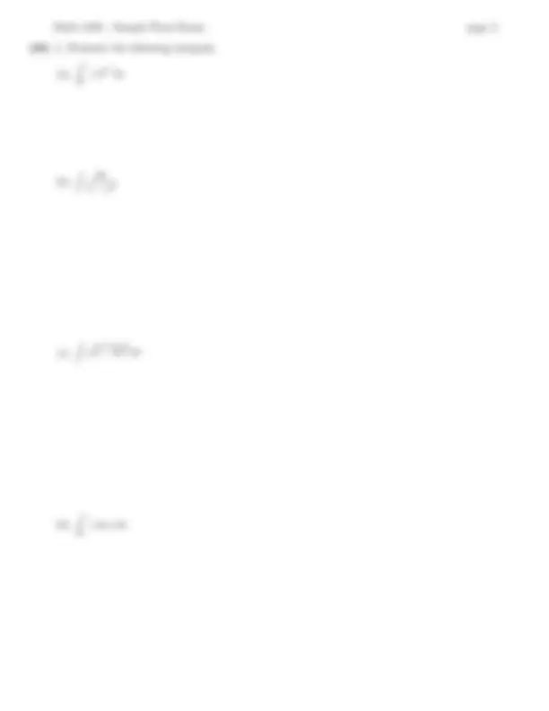 Sample Final Exam - Calculus II | MATH 1220 | Exams Mathematics | Docsity