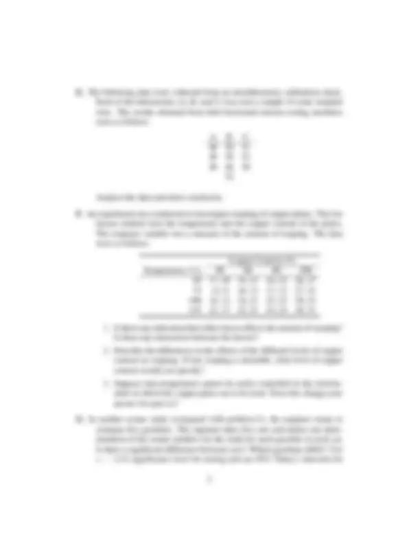 DGE Practice Problems - Design Of Experiments I | STAT 6640 | Exams Statistics | Docsity