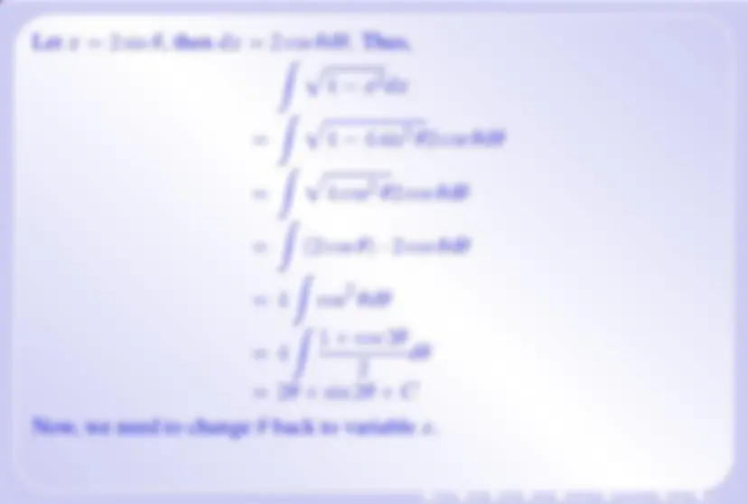 Trig Substitution for Integration: Solving Integrals with a2 ± x2 ...