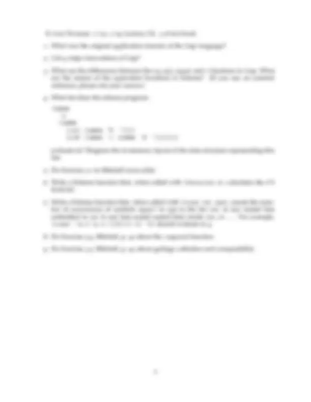 CS3723 Homework #1: Computability and Lisp/Scheme | Assignments Programming Languages | Docsity