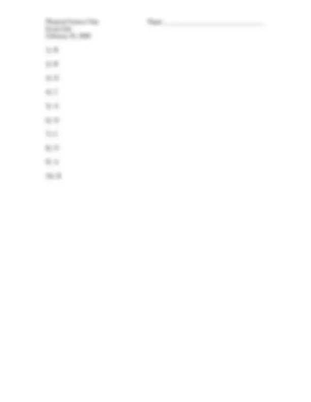 Physical Science One Exam One: Multiple Choice and Problems | Exams ...