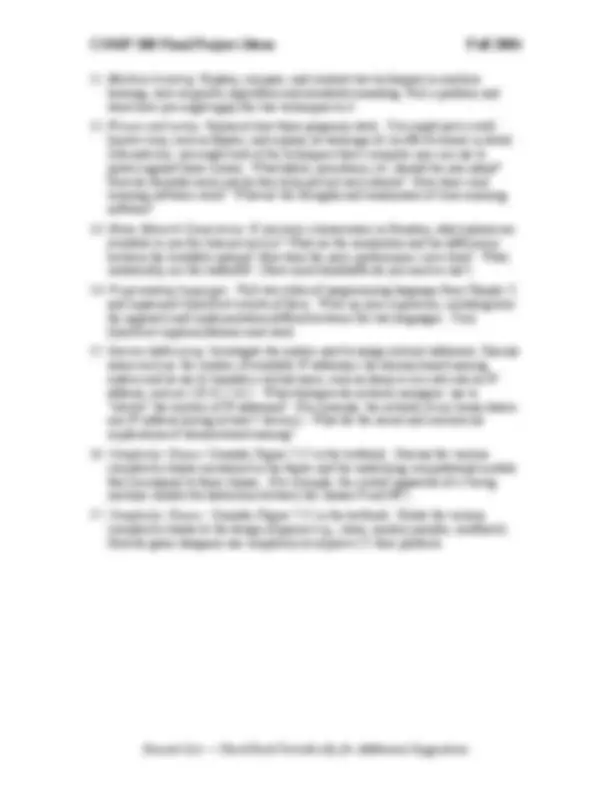 Final Project Ideas for Elements of Computer Science | COMP 200 | Study Guides, Projects ...