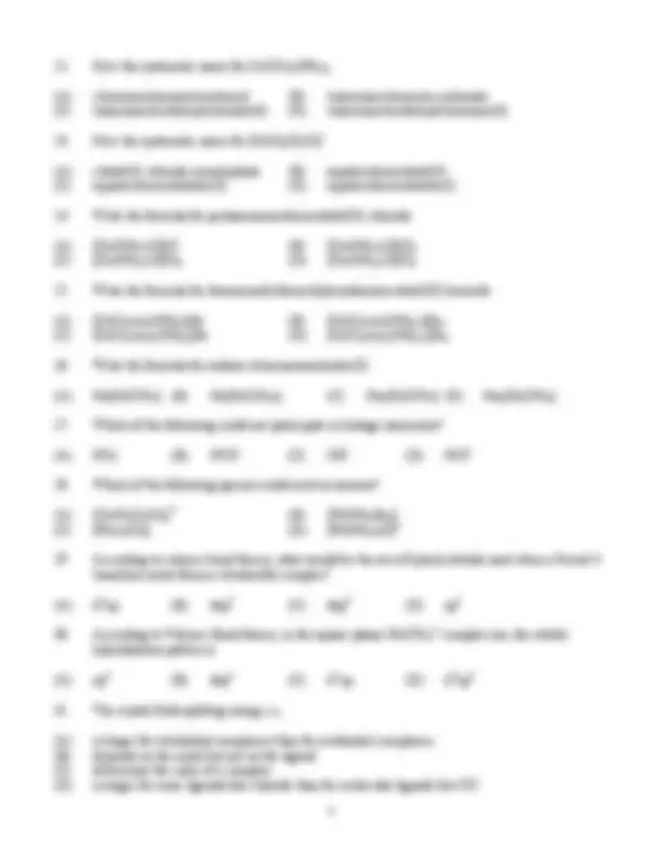 41 MCQs on Transition Elements with Answer Key | CHEM 1332 | Study ...