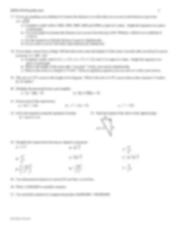 Review Problems for Elementary Algebra - Final Exam | MTH 070 | Exams Algebra | Docsity