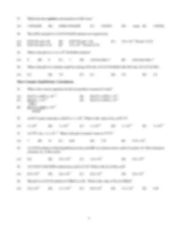 84 Multiple Choice Questions and Answer Key on Chemical Equilibrium ...