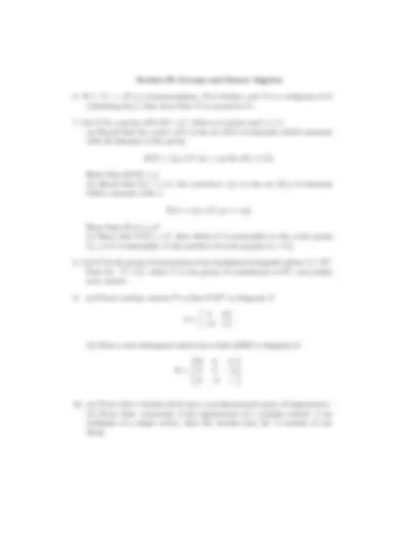 Master's and Ph.D. Exam: Algebra, June 5, 2001 | Exams Algebra | Docsity