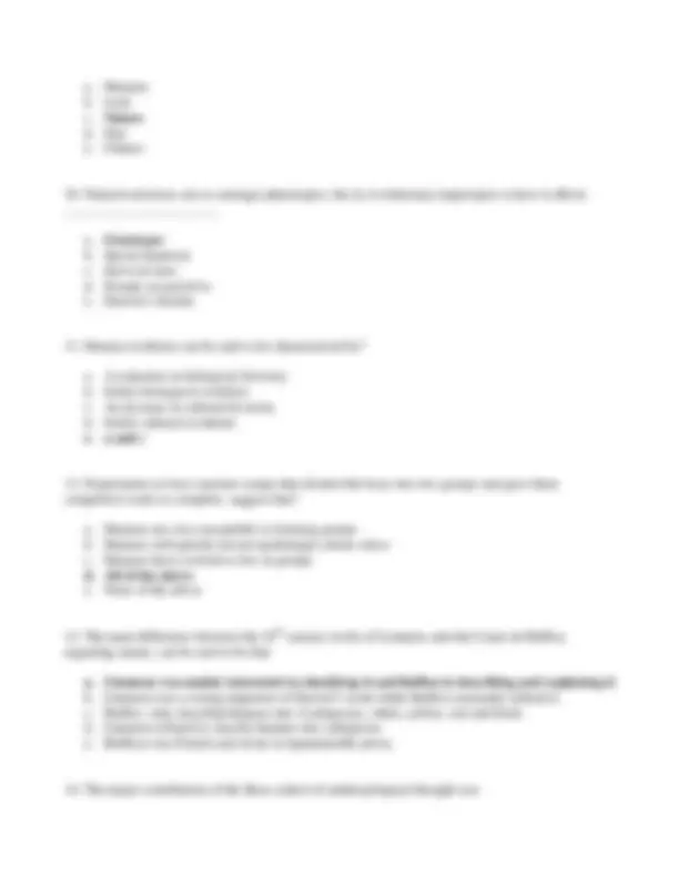 Questions with Answer for Midterm Exam - Human Variation | ANTH 105 ...