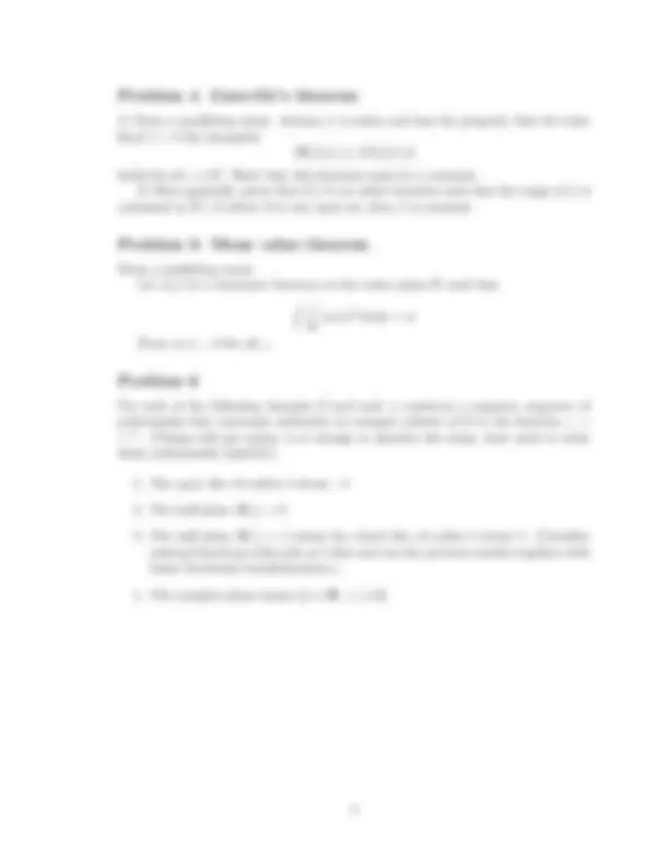 Math 246a Homework 4: Complex Analysis Problems | Assignments Mathematics | Docsity