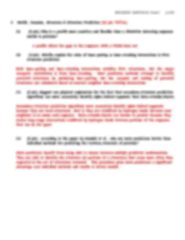 BCB 444/544 Exam 2: Protein Sequence Analysis & Structure Prediction | Exams Bioinformatics ...