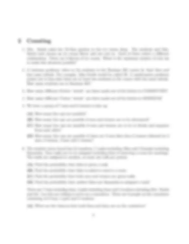 Statistics: Probability and Counting Problems | Assignments Mathematics | Docsity