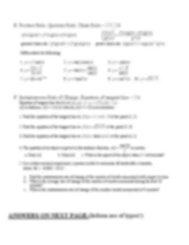 Solved Questions - Calculus for Life Sciences | Review Exam 1 | MAT 251 ...