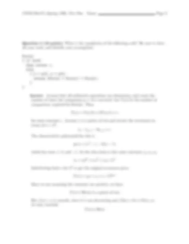 Test 1 Answer Key - Analysis of Algorithms | CS 395 | Exams Algorithms ...