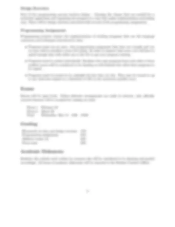 Introduction to Computer Science 1 - Study Guide | MATH 147 | Exams Pre-Calculus | Docsity