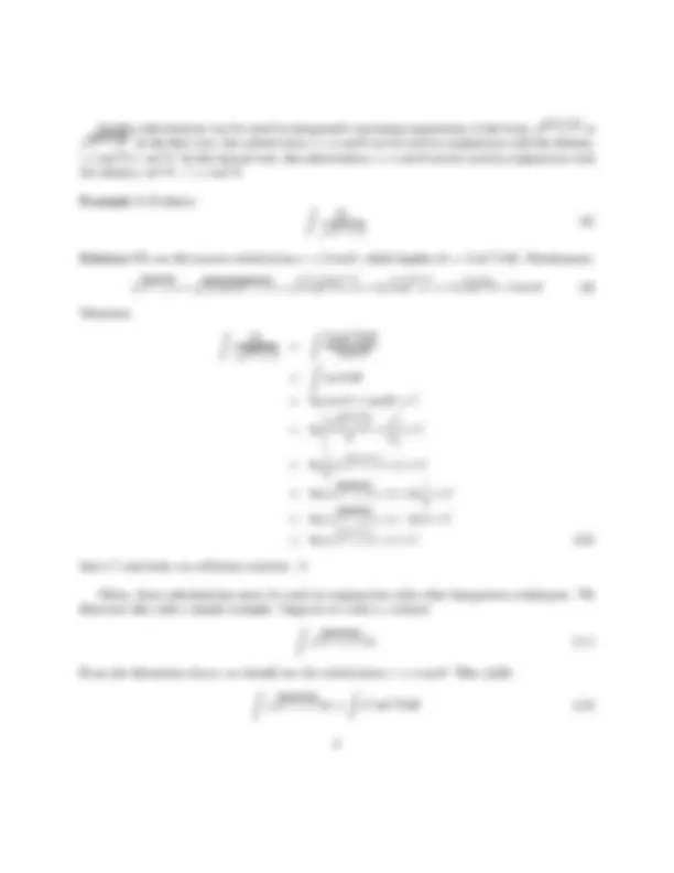 Lecture Notes On Trigonometric Substitutions Math 2 Study Notes