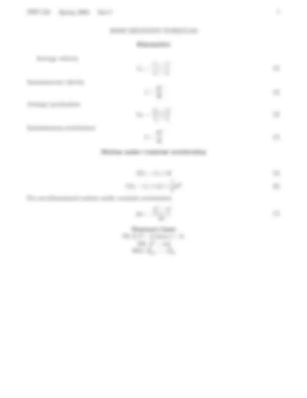 Mid Term 1 for General University Physics | PHY 231 | Exams Physics | Docsity