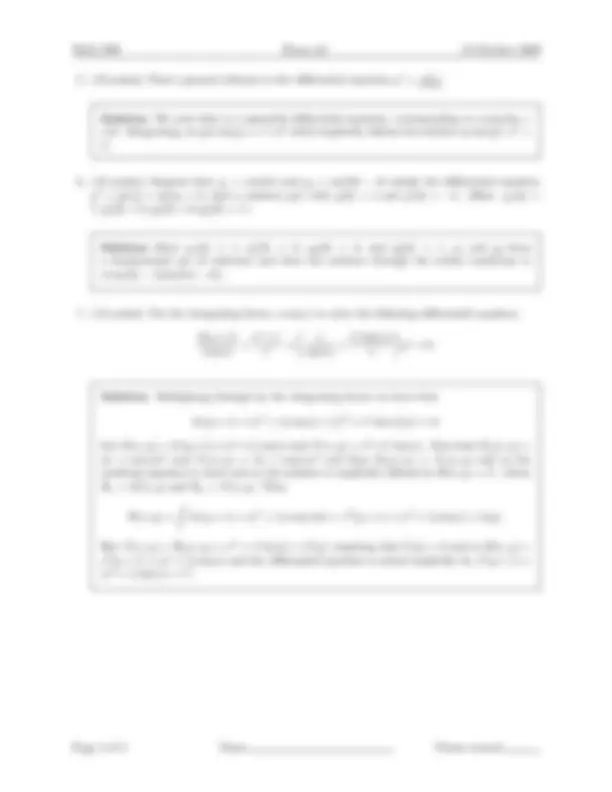 Exam 1 7 Solved Questions On Introduction To Differential Equations
