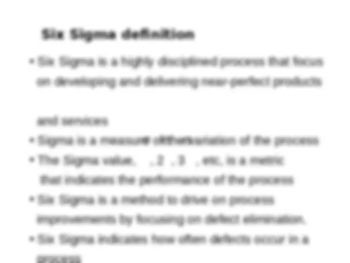 Quality Assurance - Lecture - Six Sigma | Lecture notes Material ...
