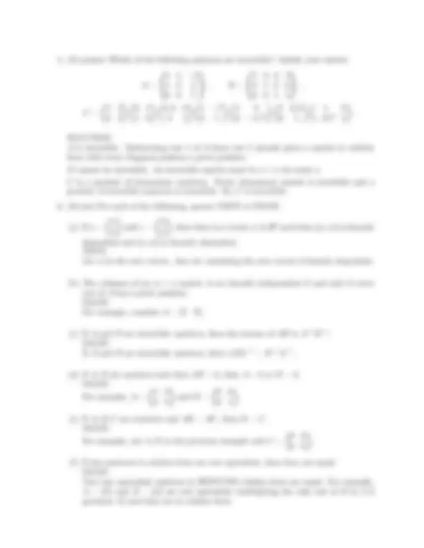 Introduction to Linear Algebra - Final Exam Solved | MATH 240 | Exams Linear Algebra | Docsity