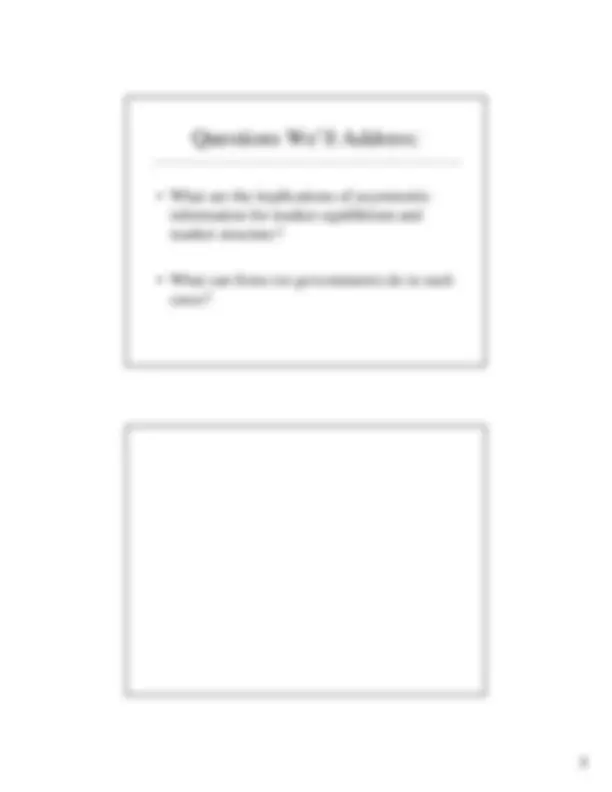Asymmetric Information and Market Structure, Lecture Notes - Economics ...