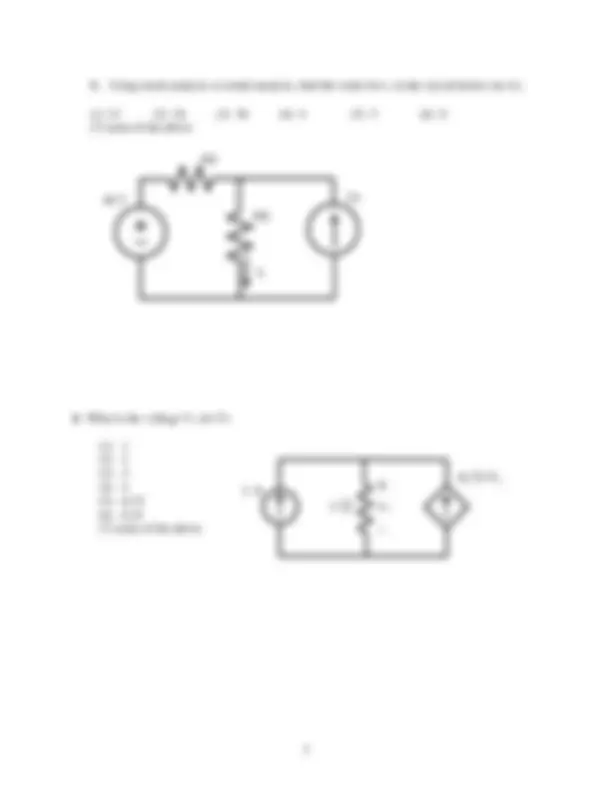 EE201 -- Exam 1: Electrical Engineering | Exams Electrical Circuit Analysis | Docsity