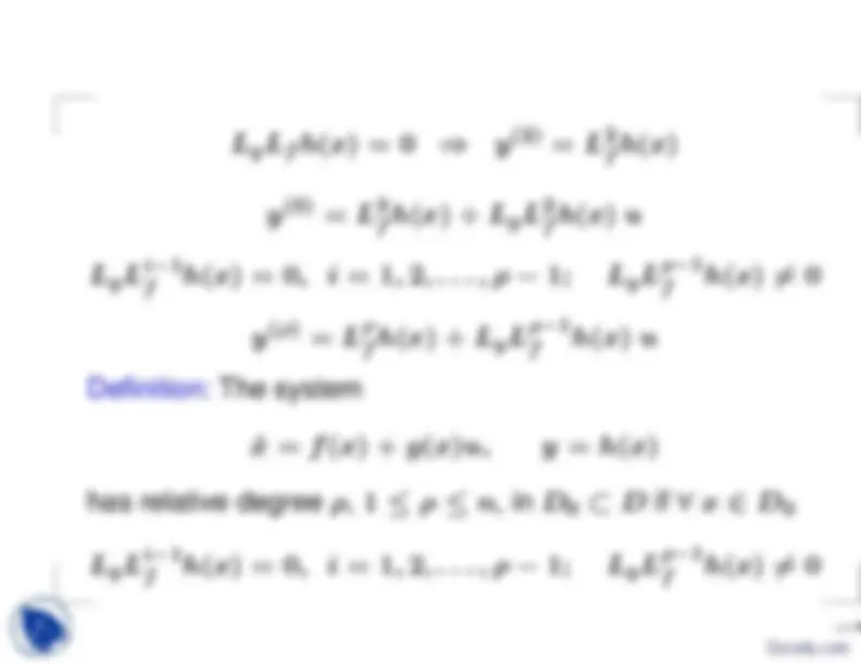 Normal Form-Non Linear Control Systems-Lecture Slides | Slides Nonlinear Control Systems | Docsity