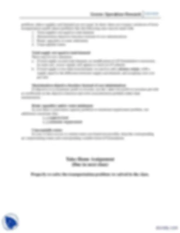 Transportation Model and its Variants-Operation Research-Lecture ...