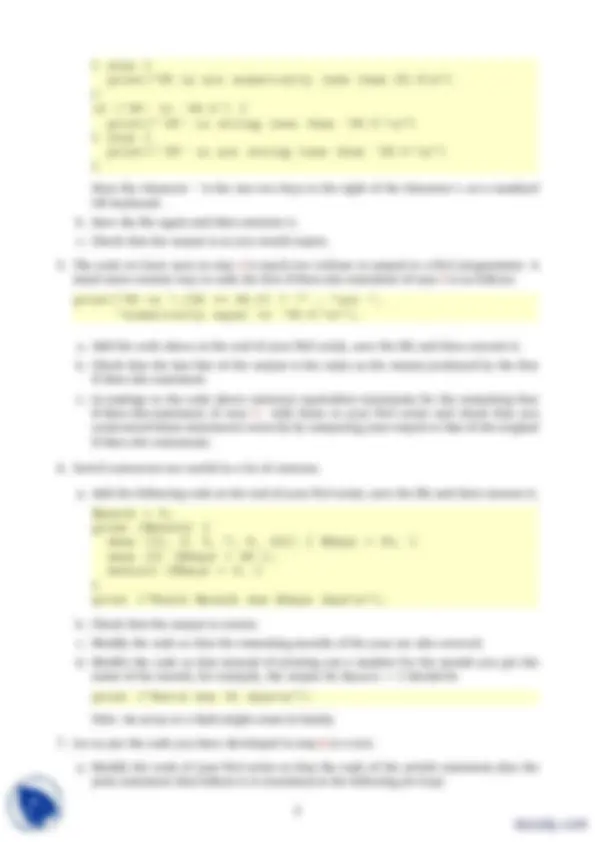 Perl Script Exercises Understanding Strings Numbers And Control Structures Lecture Notes