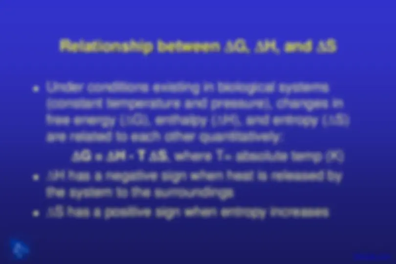 Bioenergetics - Biochemistry - Lecture Slides | Slides Biochemistry | Docsity