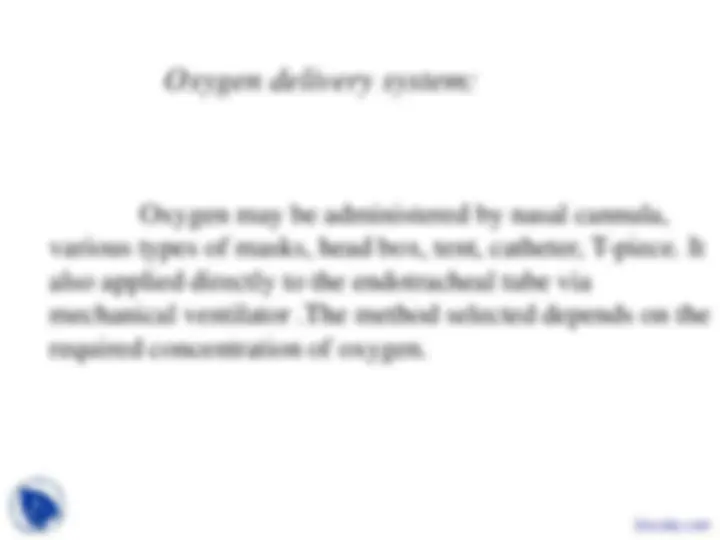 Oxygen Therapy - Paediatrics - Lecture Slides | Slides Pediatrics | Docsity