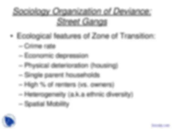 Street Gangs - Deviance in Society - Lecture Slides | Slides Sociology | Docsity