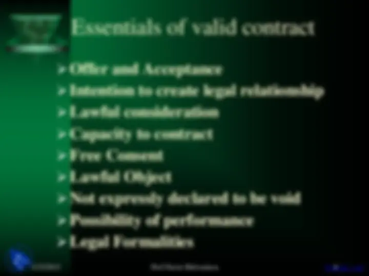 Indian Contract Act - Consumer Law and Taxation - Lecture Slides | Slides Law | Docsity