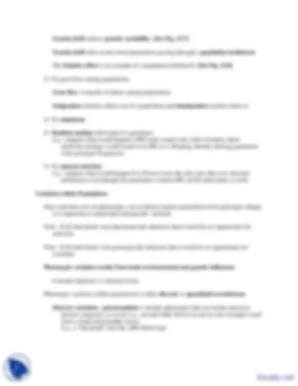 Evolution of Populations - Biology for Science - Lecture Notes | Study ...